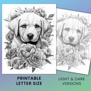 25 Puppy Love Dog Coloring Page Book, Adults + Kids- Instant Download ...