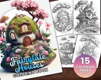 23 Tiki Tropical Houses Coloring Book, Adults Kids Instant Download ...