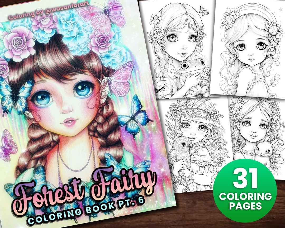 Delicate Forest Fairy Girls 6 Fantasy Anime Coloring Book, Adults Kids ...