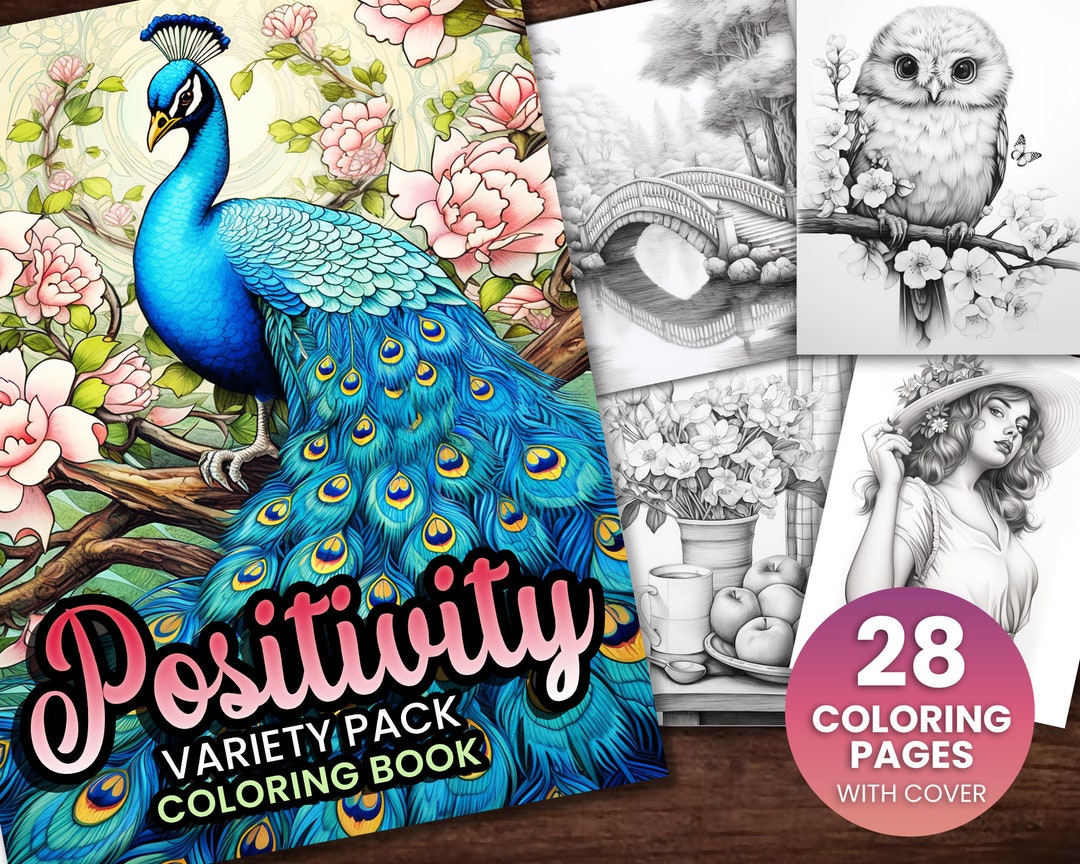 28 Positivity Variety Coloring Book, Adults/kids Instant Download ...