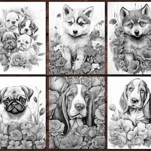25 Puppy Love Dog Coloring Page Book, Adults + Kids- Instant Download ...