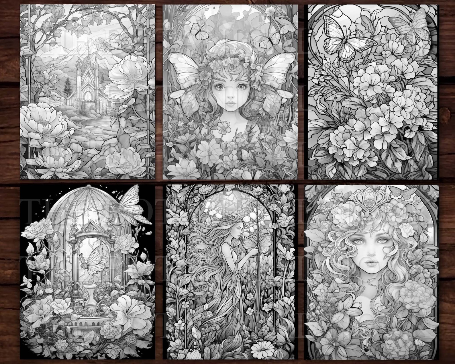 30 Fairy Stained Glass Variety Pack Coloring Pages Book, Adults + Kids ...