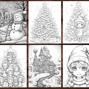 24 Christmas Cuties Animal Coloring Page Book, Adults + Kids Instant ...