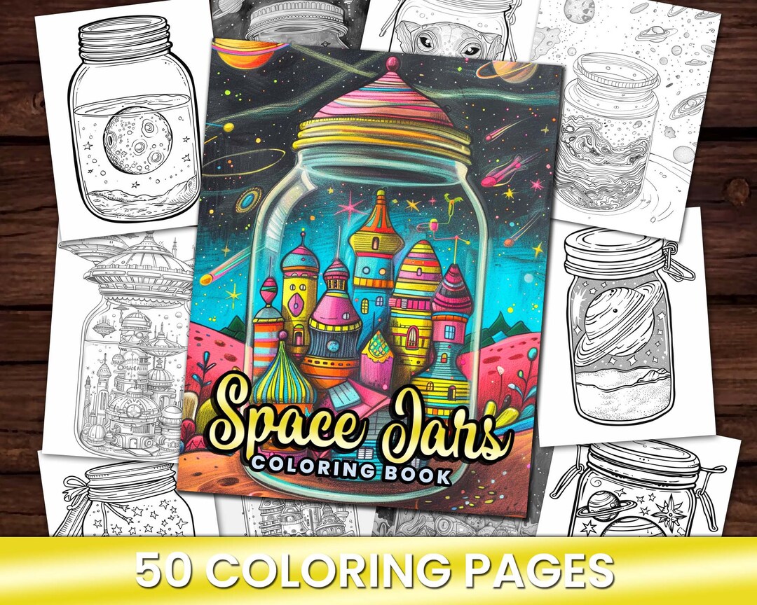 50 Space Jars Variety, Sweets, Ice Cream, Coloring Page Book, Adults ...