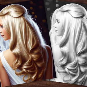 Beautiful Hair Coloring Page Book, Adults + Kids Instant Download ...