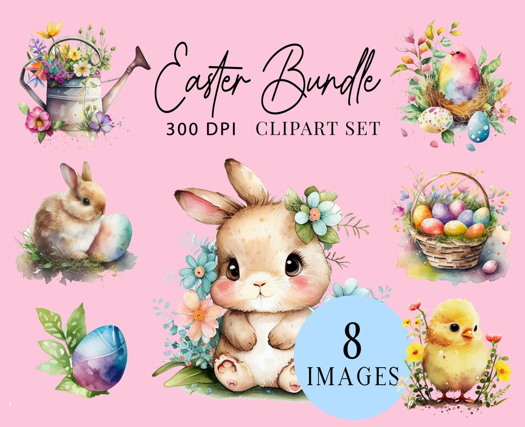 Easter Bundle Watercolor Clip Art Set (12 Graphics) Illustration ...