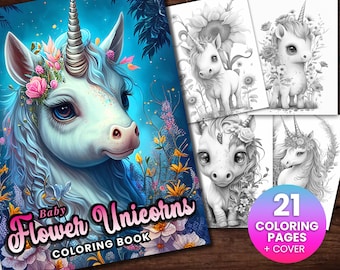 20 Page Rainbow Unicorn Printables Coloring Book Kids Coloring Pages ...