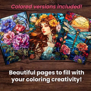 30 Stained Glass Variety Pack Coloring Pages Book, Adults + Kids ...