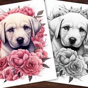 25 Puppy Love Dog Coloring Page Book, Adults + Kids- Instant Download ...