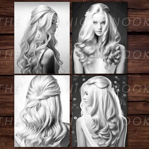 Beautiful Hair Coloring Page Book, Adults + Kids Instant Download ...