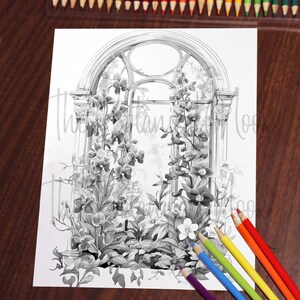 20 Blooming Windows Coloring Book, Adults Kids Instant Download ...