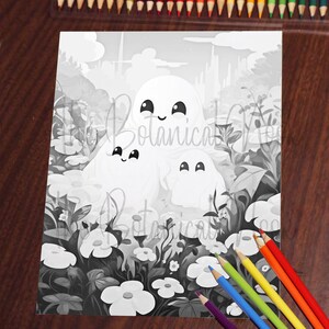 22 Little Ghosts Coloring Book, Adults Kids Instant Download -grayscale ...