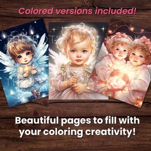30 Christmas Angels Winter Coloring Page Book, Adults + Kids Instant ...