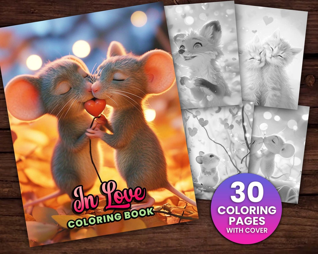 30 Animals in Love Variety Pack Coloring Pages Book, Adults + Kids ...