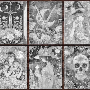 50 Tarot Deck Spiritual Coloring Page Book, Adults + Kids Instant ...