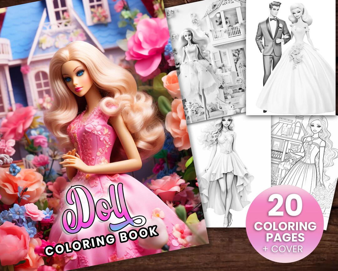 20 Doll Life Coloring Book, Adults + Kids- Download - Grayscale ...