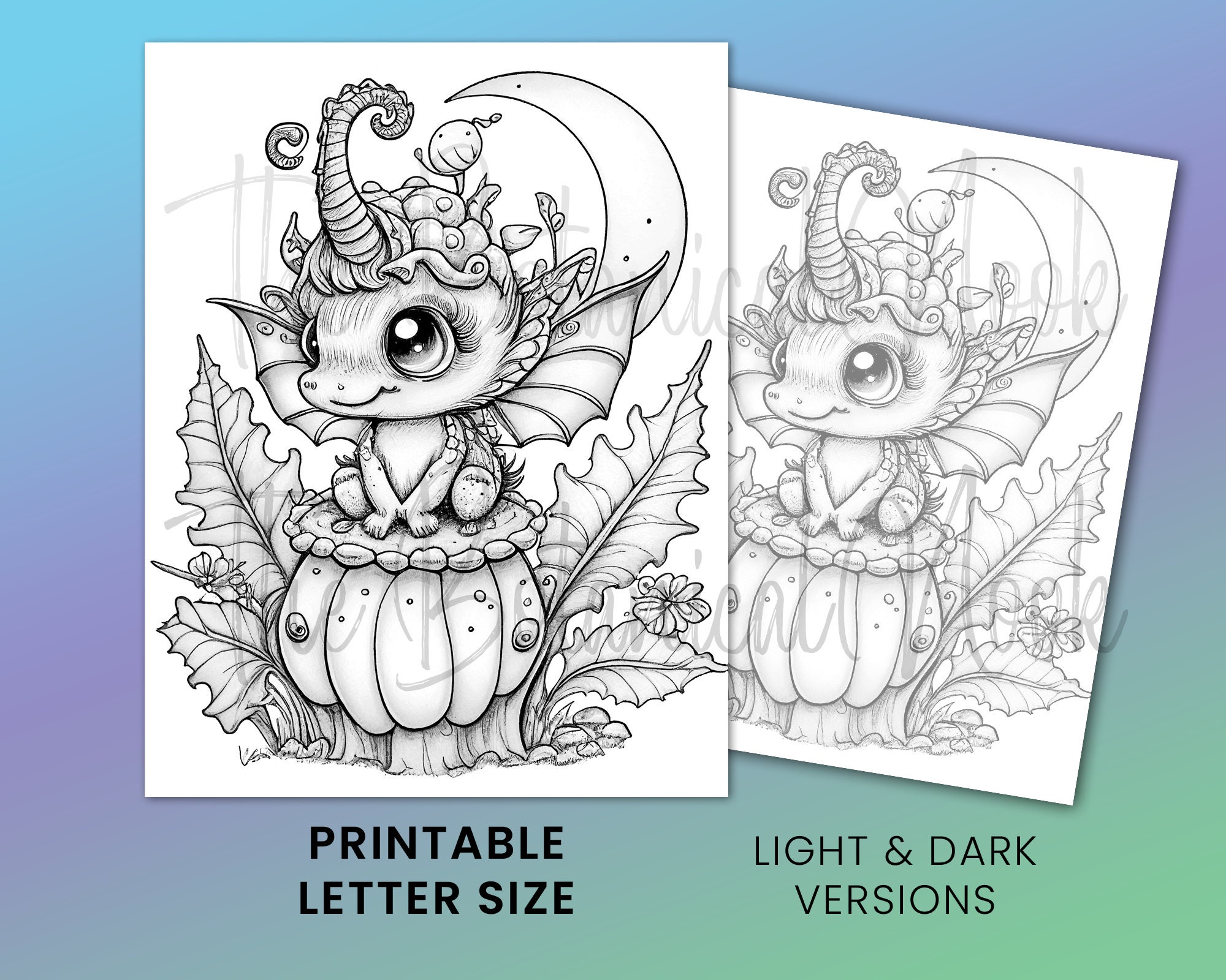 Baby Woodland Dragon 1 Fantasy Coloring Page Adults Kids - Etsy