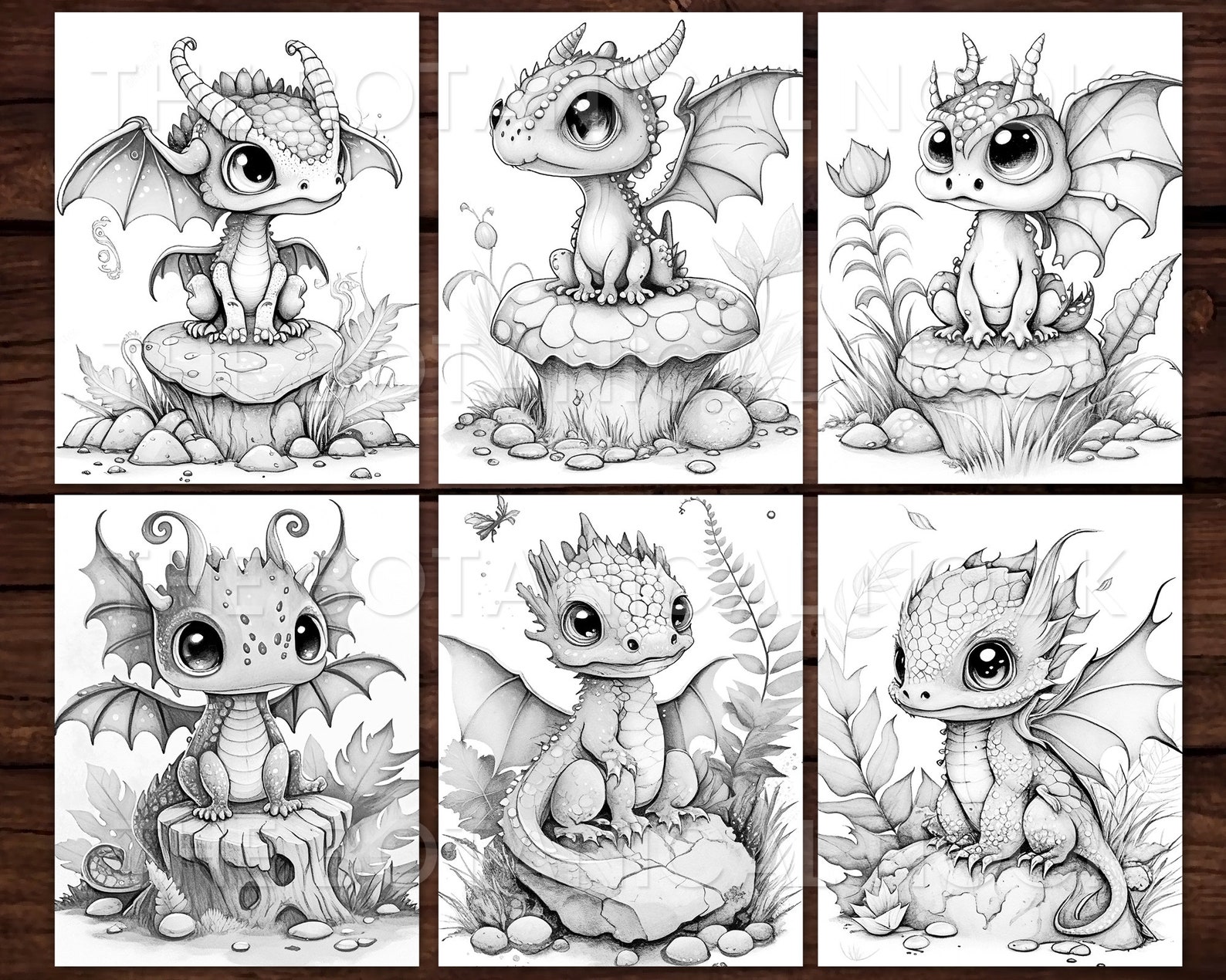 24 Baby Woodland Dragon Fantasy Coloring Page Book Adults - Etsy UK