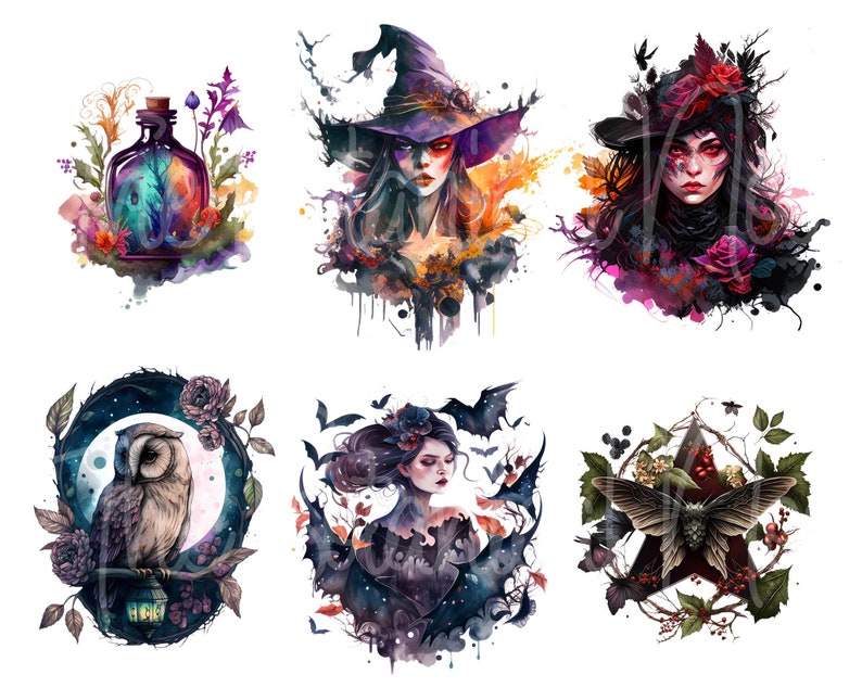 Witch Clipart 15 Graphic Clip Art Png Mystical Png Instant - Etsy