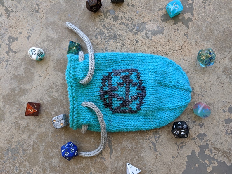 Knit D20 Dice Bag Teal - Etsy