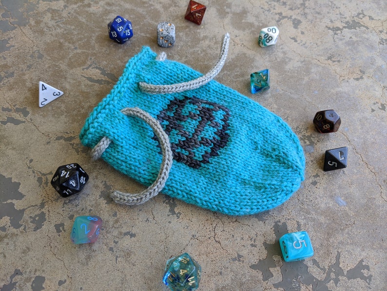 Knit D20 Dice Bag Teal - Etsy