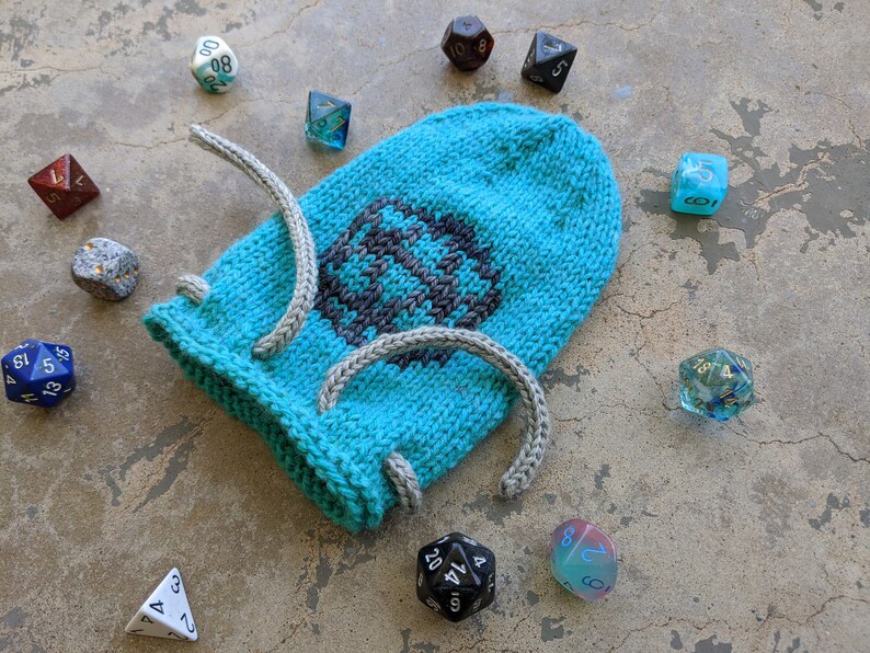 Knit D20 Dice Bag Teal - Etsy