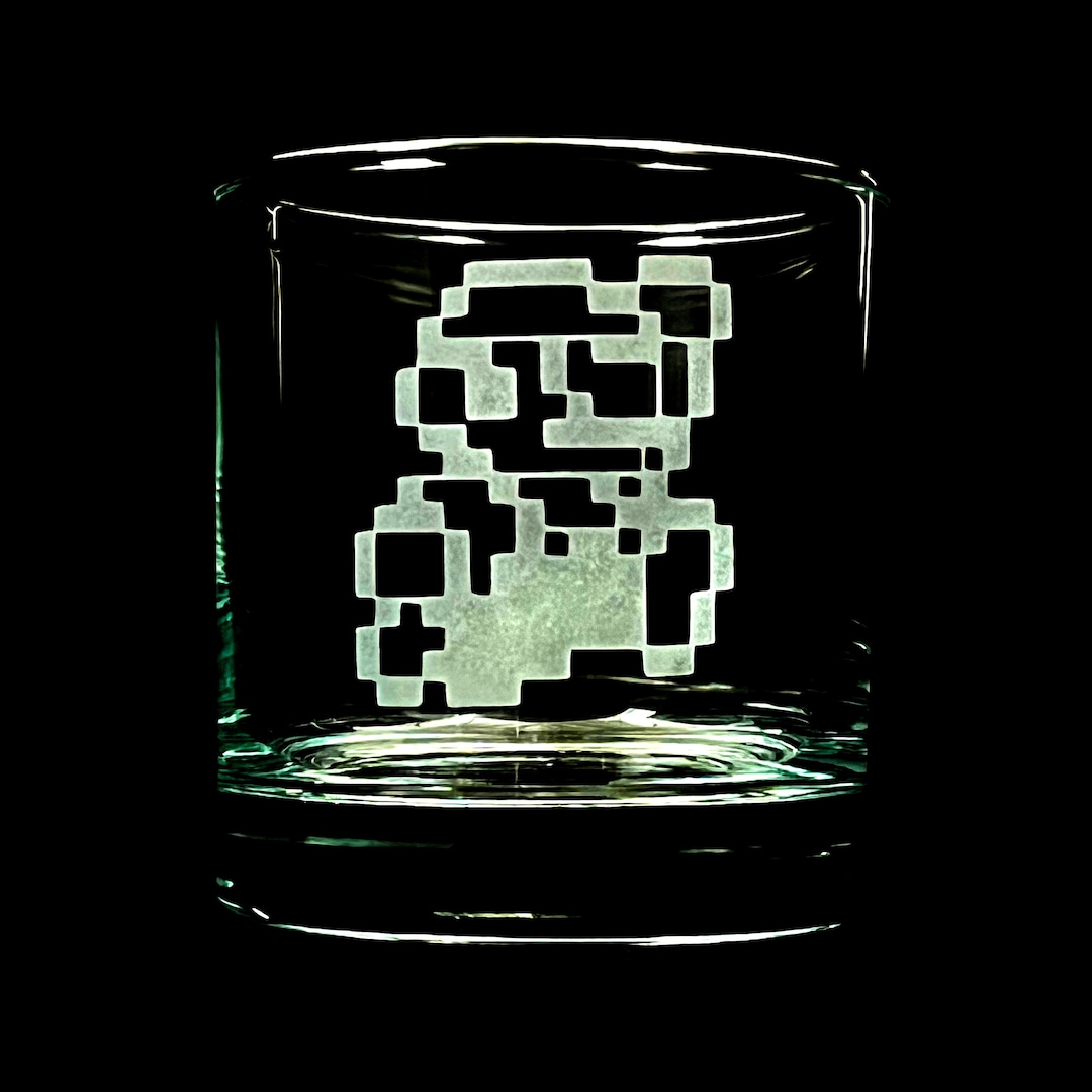 8 Bit Pixel Mario Inspired Custom Etched Rocks Whiskey Glass Lowball - Etsy