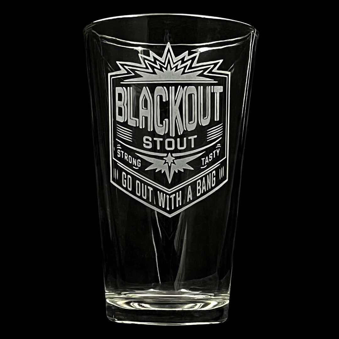 Fan Art Black Out Stout Pint Glass, Tumbler Video Game Gift Sand ...