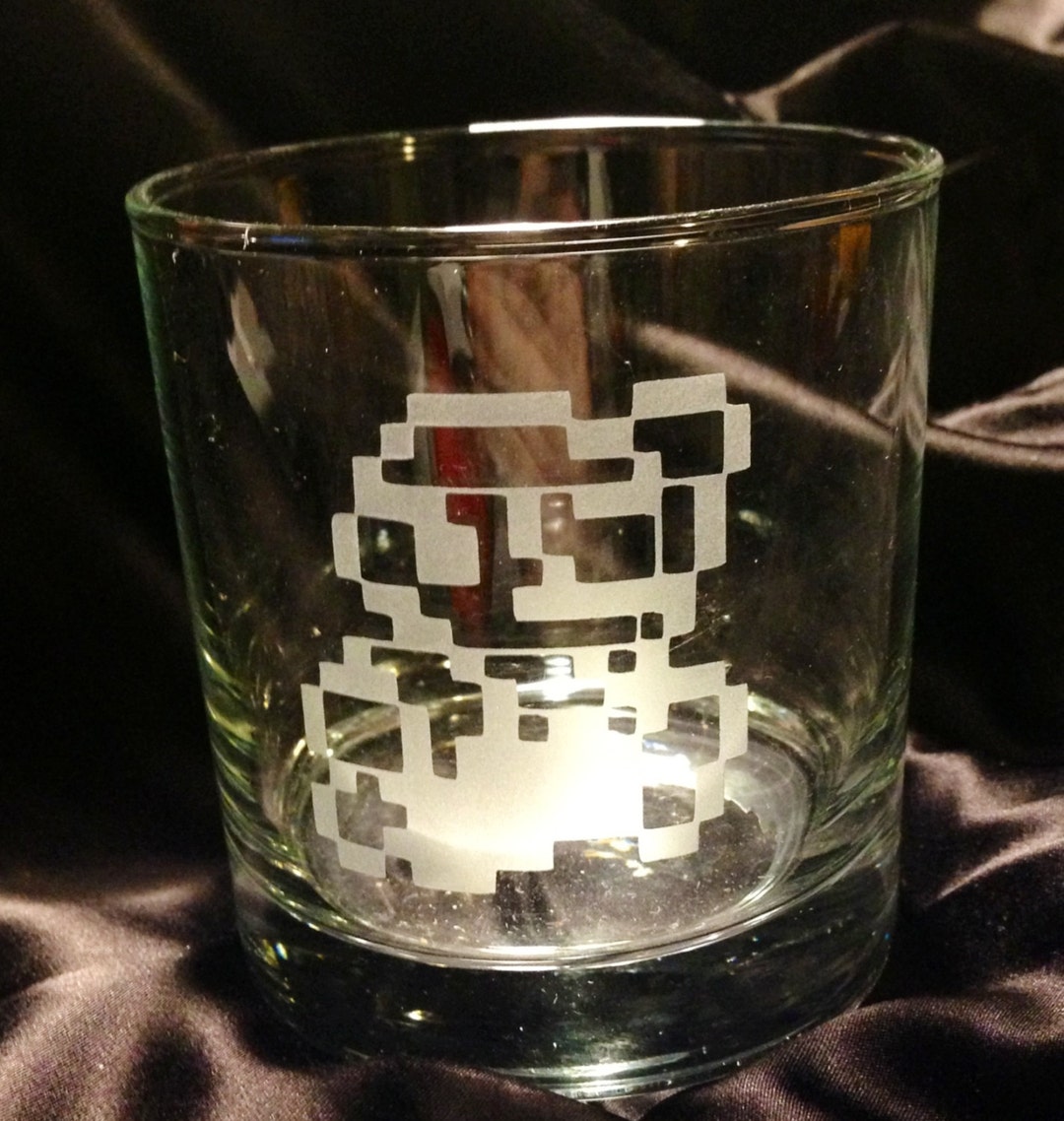 8 Bit Pixel Mario Inspired Custom Etched Rocks Whiskey Glass - Etsy