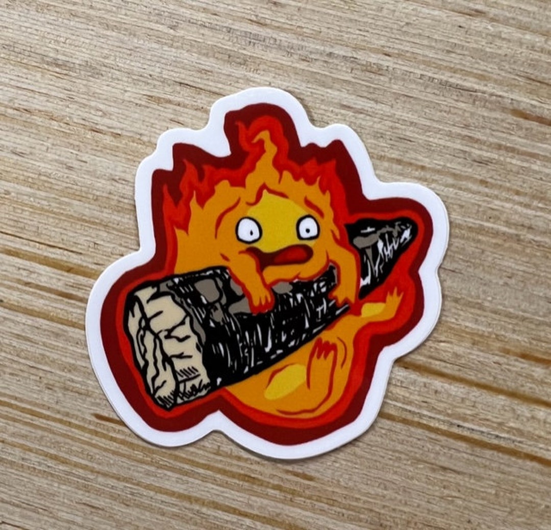 Fan Art Cute Calcifer on Firewood Vinyl Sticker Laptop Decal - Etsy