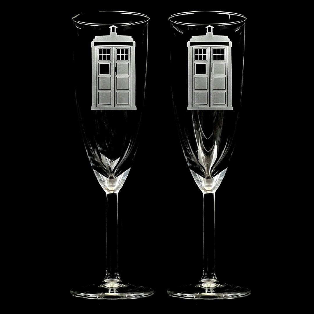 Fan Art TARDIS Doctor Who Champagne Glasses - Etsy