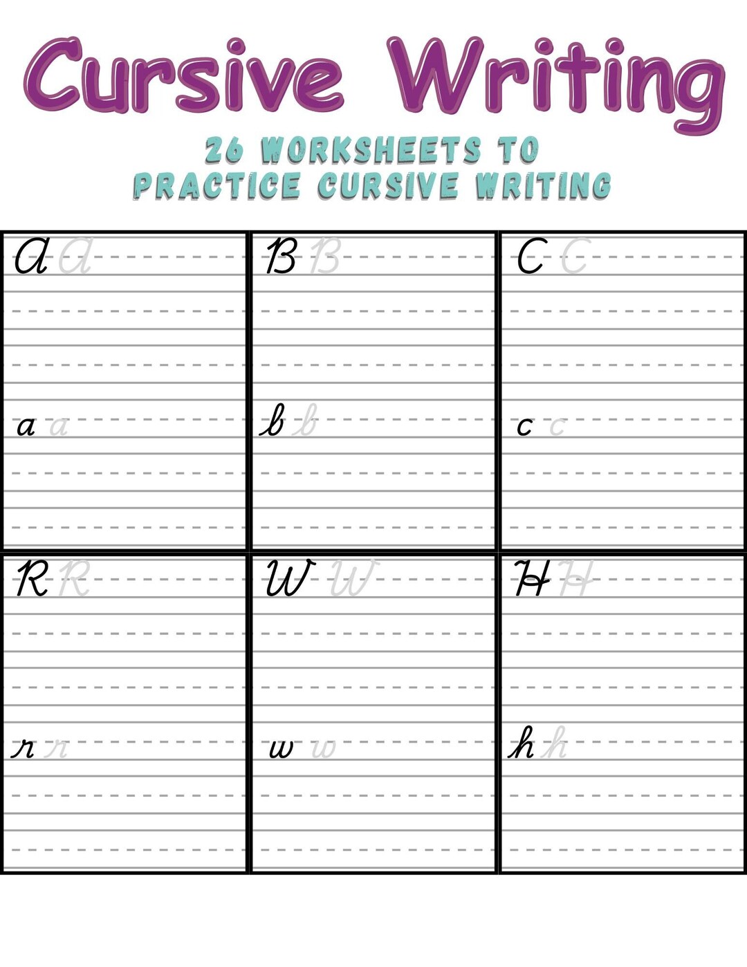 Cursive Handwriting Penmanship Worksheets Cursive Alphabet Second Third ...