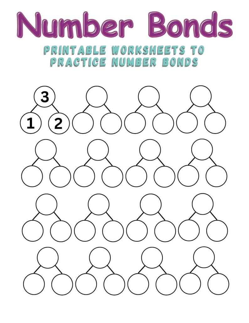 Number Bonds Blank Worksheets Kindergarten First Second Grade Math ...