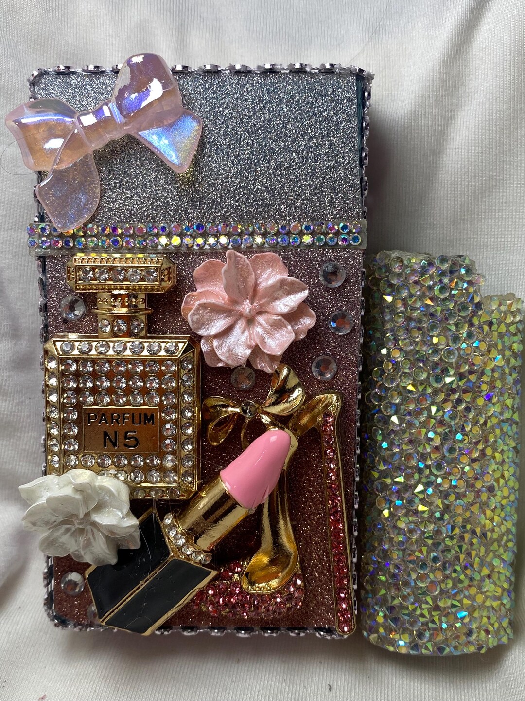 Crystal Cigarette Case 100's or Shorts, Cigarette Box W Lighter Sleeve ...