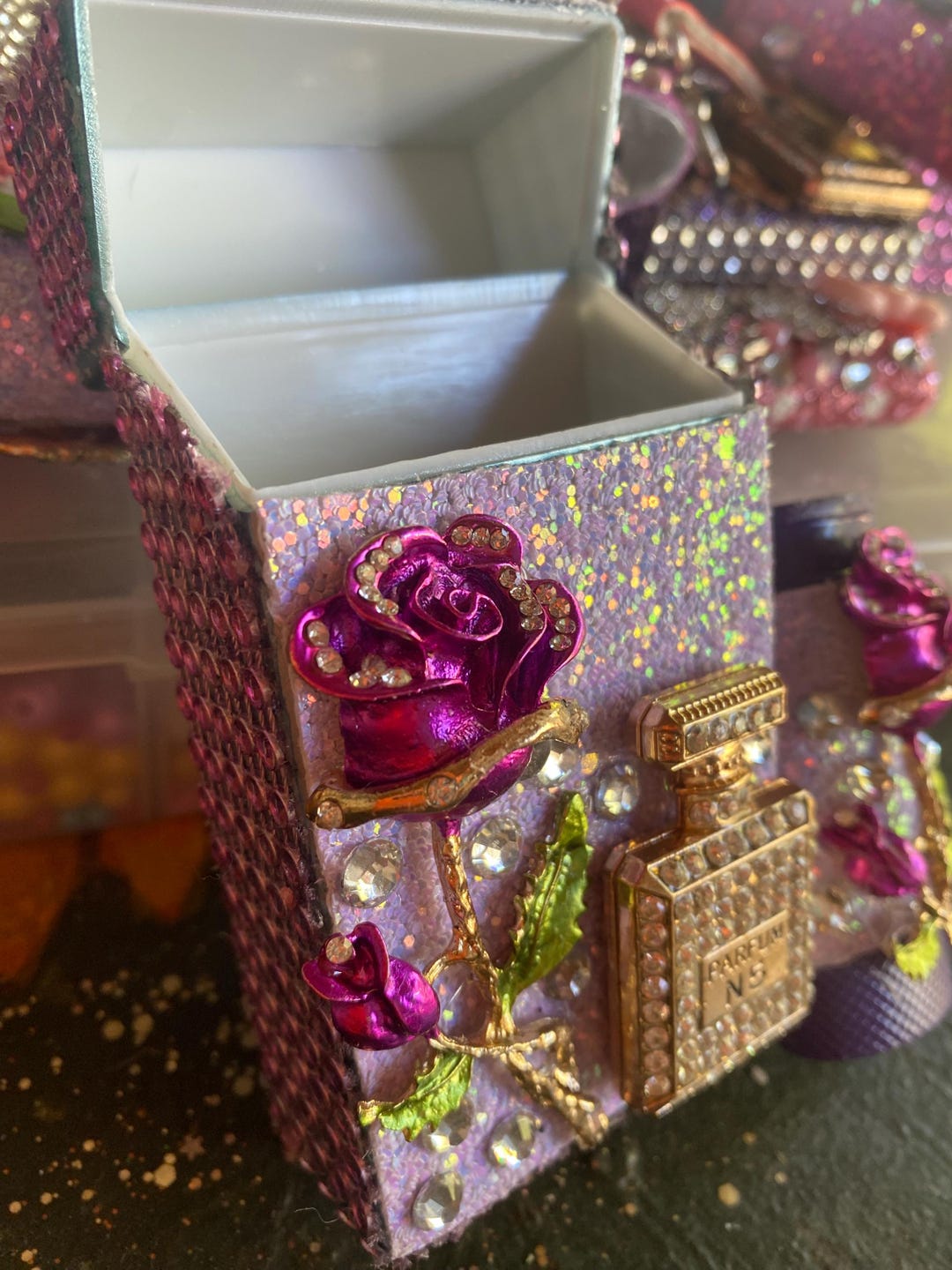 Purple Rose Cigarette Case 100's or Shorts, Cigarette Box W Lighter ...