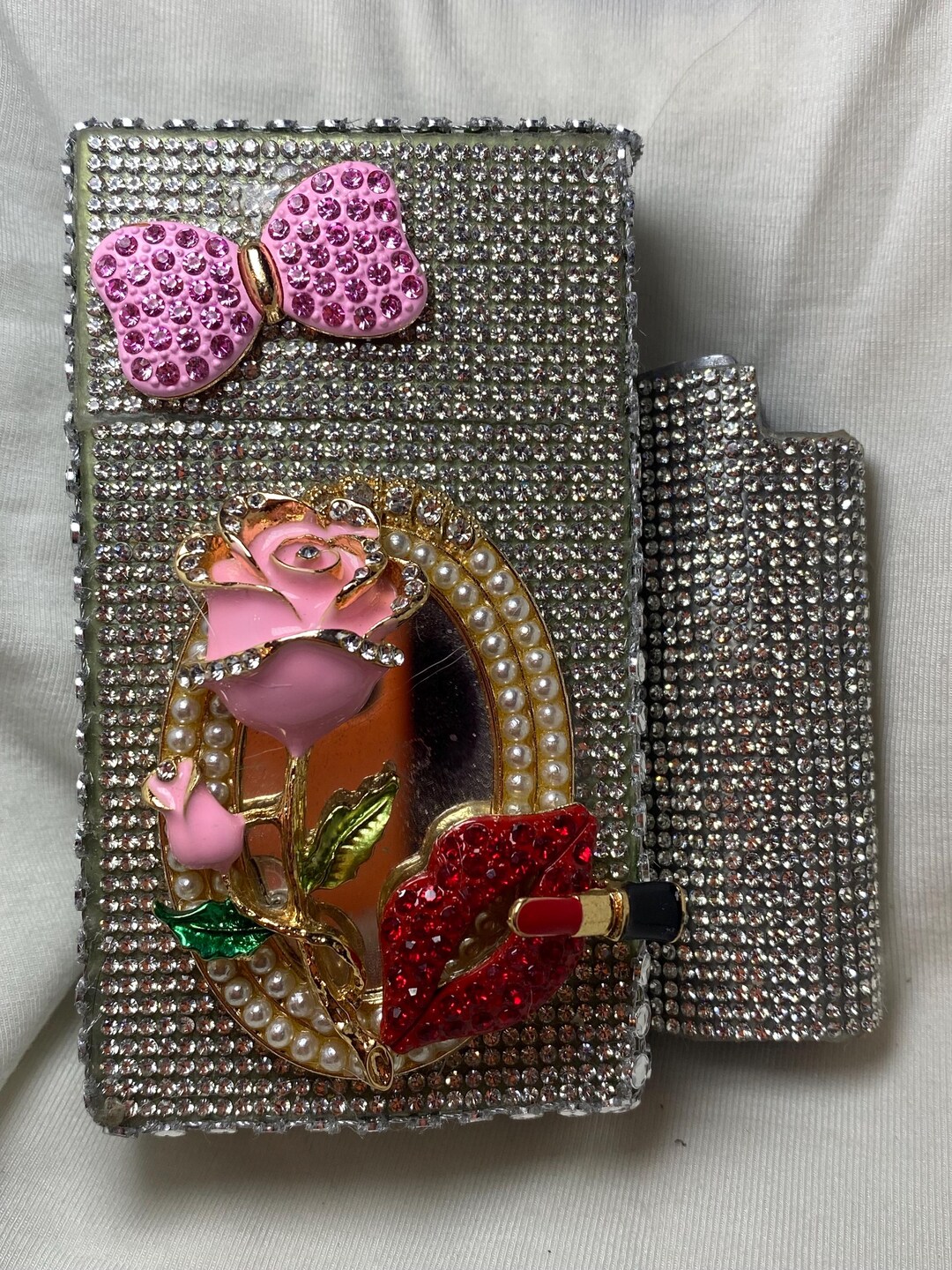 Pink Rose Crystal Cigarette Case 100's or Shorts W Lighter Sleeve - Etsy