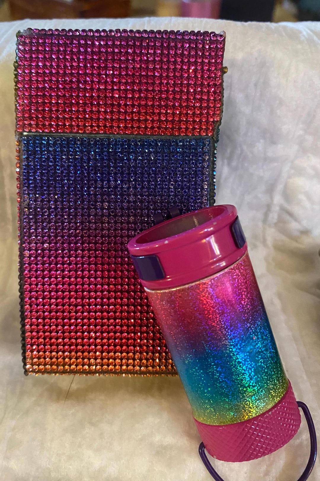Rainbow Crystal Cigarette Case 100's or Shorts W Lighter Sleeve - Etsy