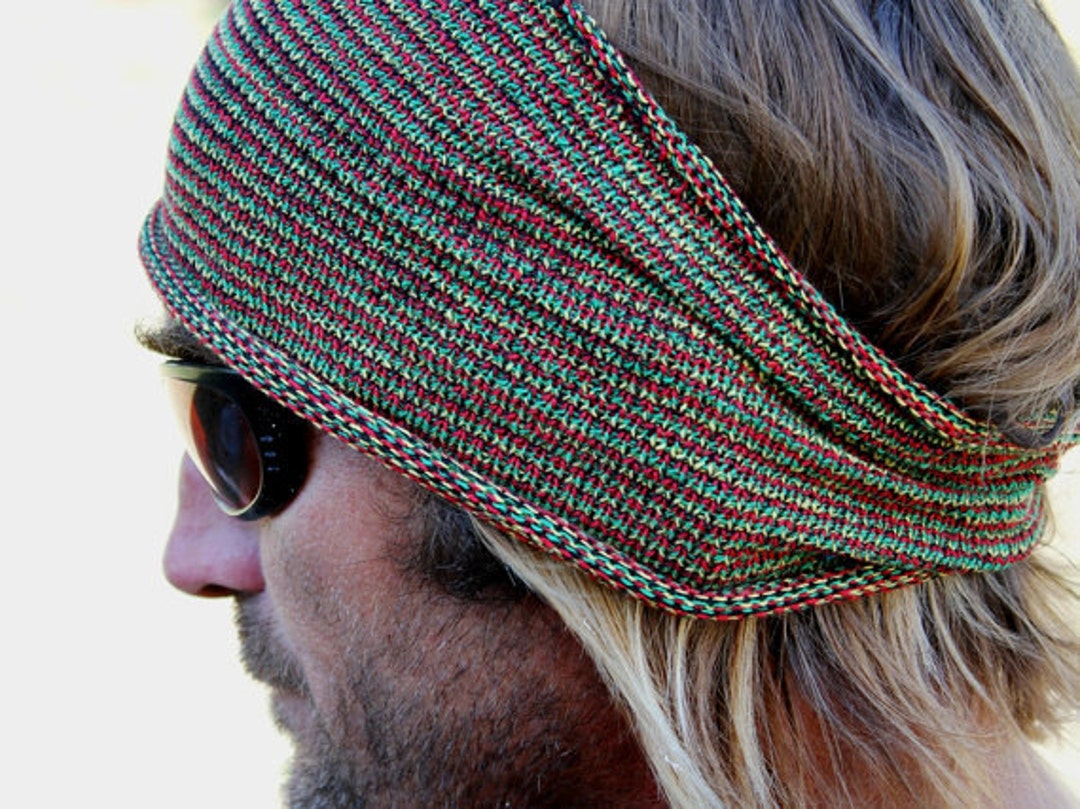NARROW / REGULAR Mens Rasta Knit Headband, Hippie Headband, Colourful ...