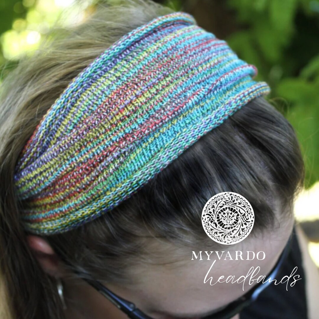 Womens Rainbow Hippie Boho Headband, Knit Headband, Yoga Headband ...