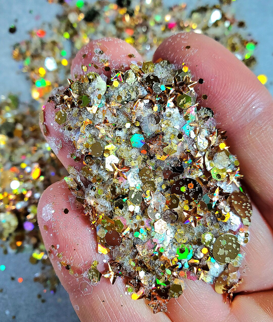 10 Grams Golden Christmas Glitter Mix- Holographic! - Perfect for DIY ...