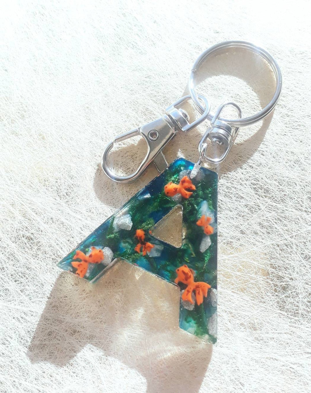 Letter Initial Personalised Keychain- Aquarium - Resin Accessory Key ...