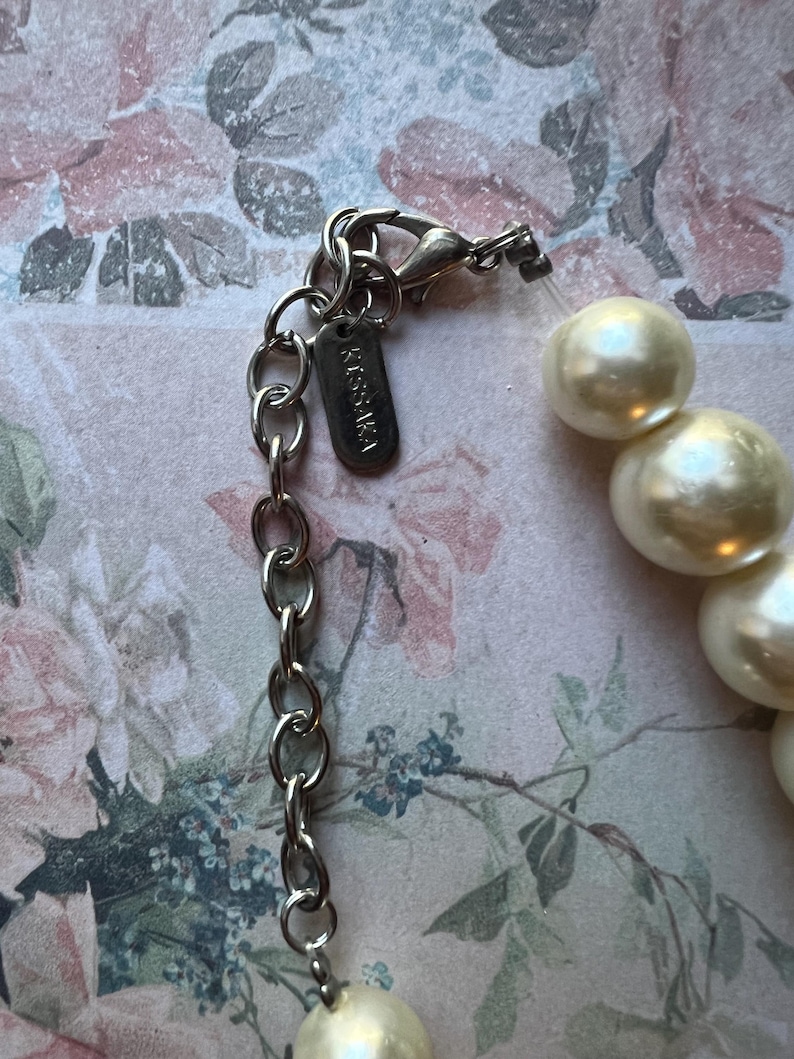 Vintage KISSKAT Pearl & Black Bead Necklace: Y2K Chunky Statement ...
