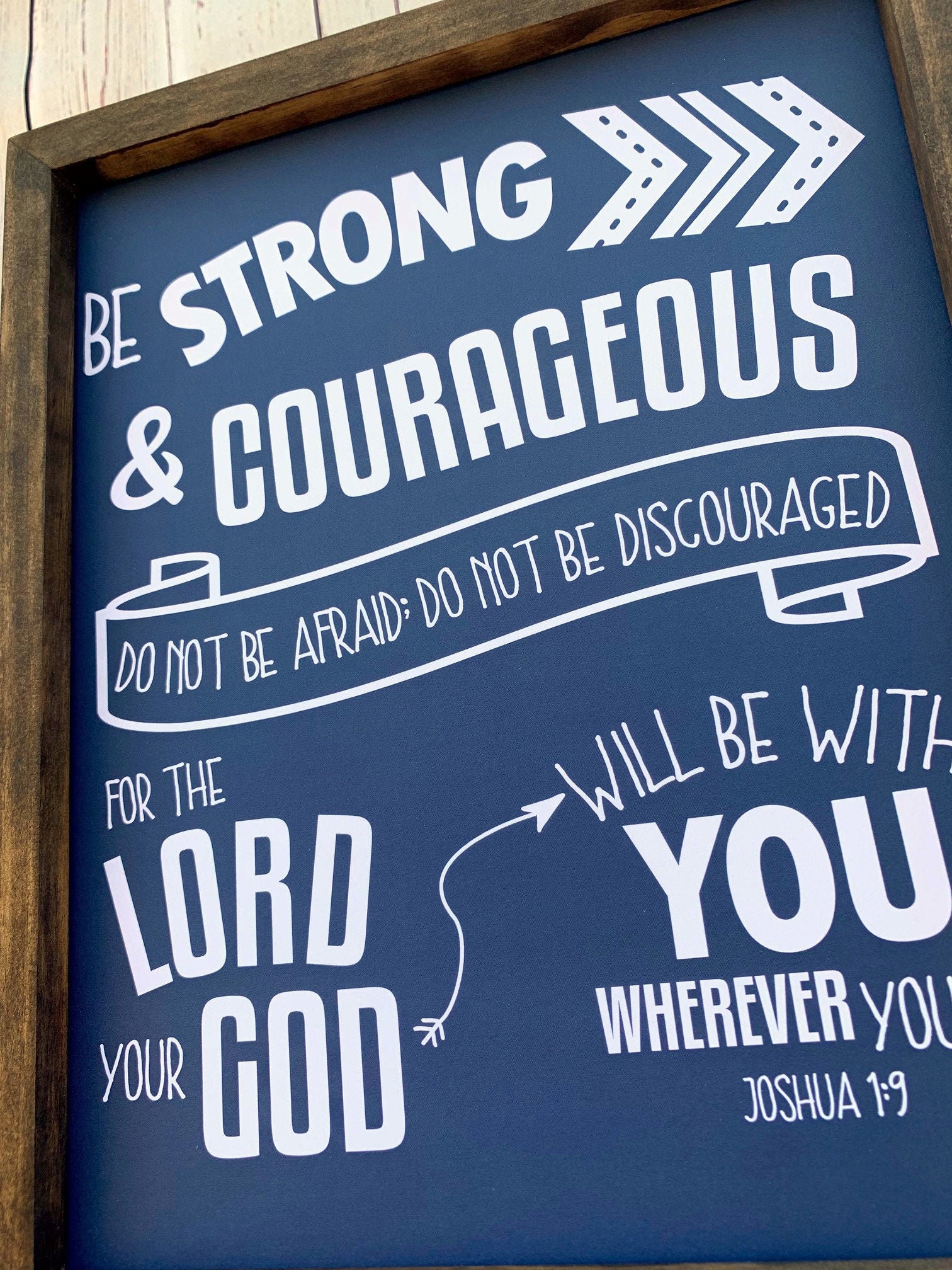 Be Strong And Courageous Joshua 1:9 Art Print Sign for Nursery | Etsy