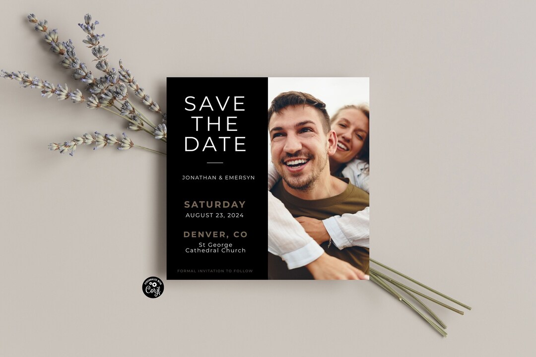 DIY Editable Template Square Save the Date With Photo | Save the Day ...