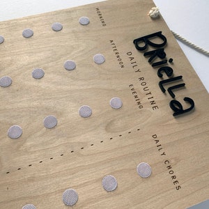 Personalized Wooden Chore Chart Daily Agenda for Kids, Custom Tokens ...