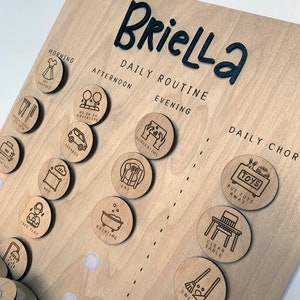 Personalized Wooden Chore Chart Daily Agenda for Kids, Custom Tokens ...
