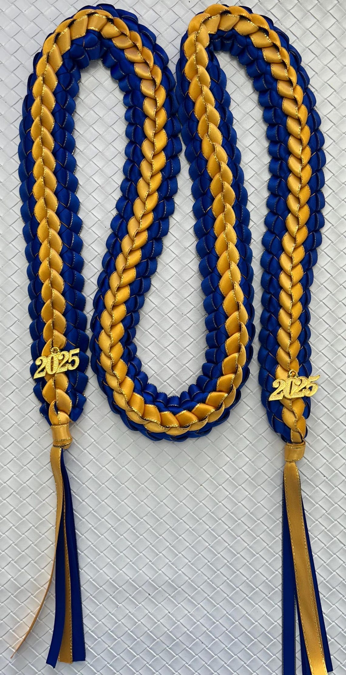 Handmade Graduation Ribbon Lei: Royal Blue & Gold 2025 Charm - Etsy