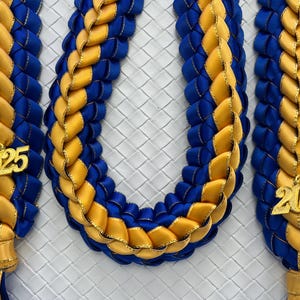 Handmade Graduation Ribbon Lei: Royal Blue & Gold 2025 Charm - Etsy
