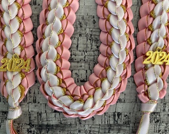 Graduation Lei in White and Pink. - Etsy