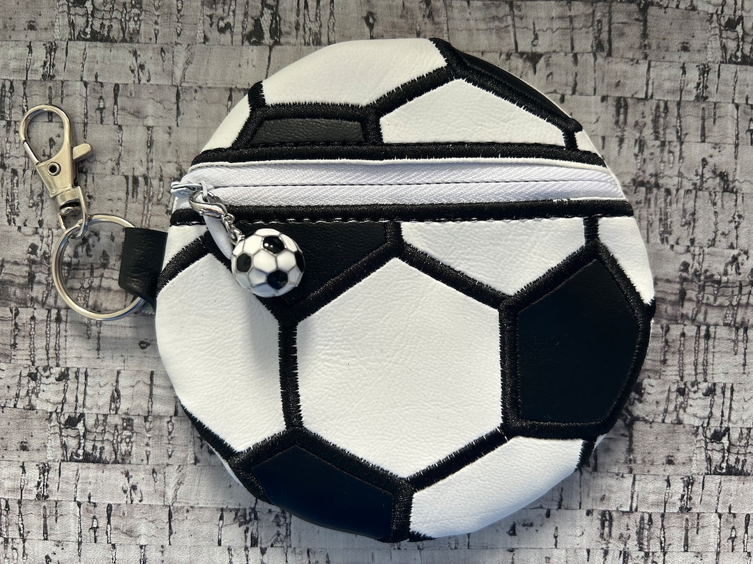 Handmade Embroidered Soccer Ball Zippered Bag With Charm - Etsy